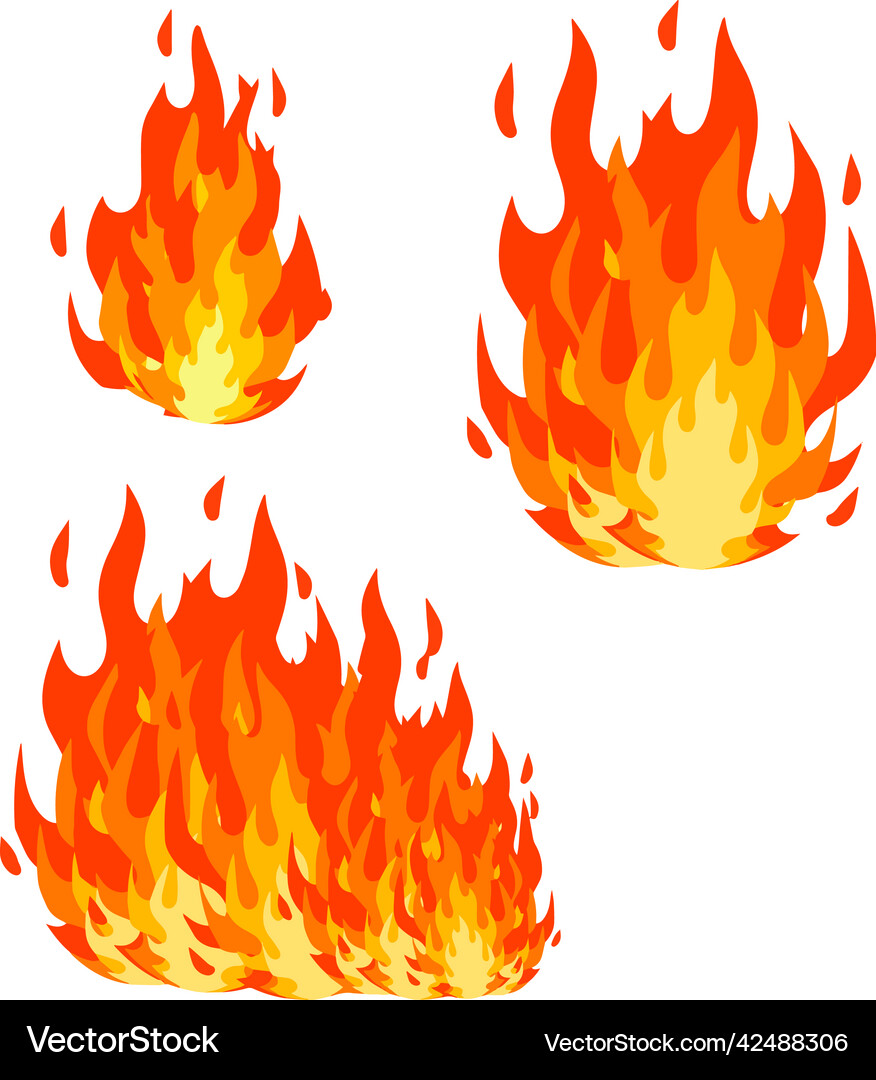 Red flame set fire element part of the bonfire Vector Image