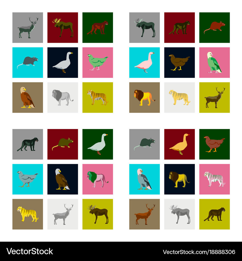 Set of in flat style animals Royalty Free Vector Image