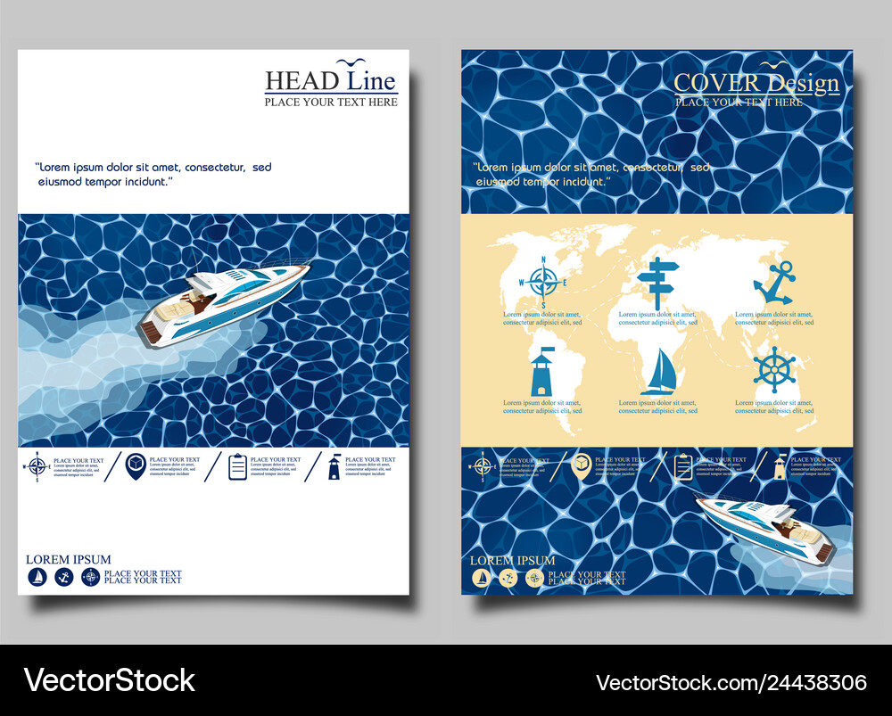 Top view speed boat on water poster Royalty Free Vector