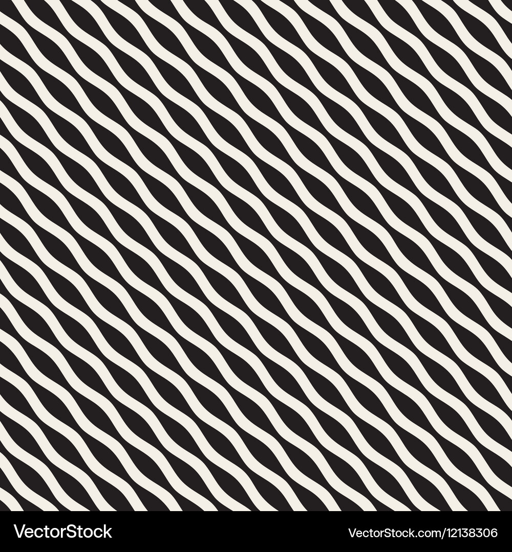 Wavy ripple lines seamless black and white Vector Image