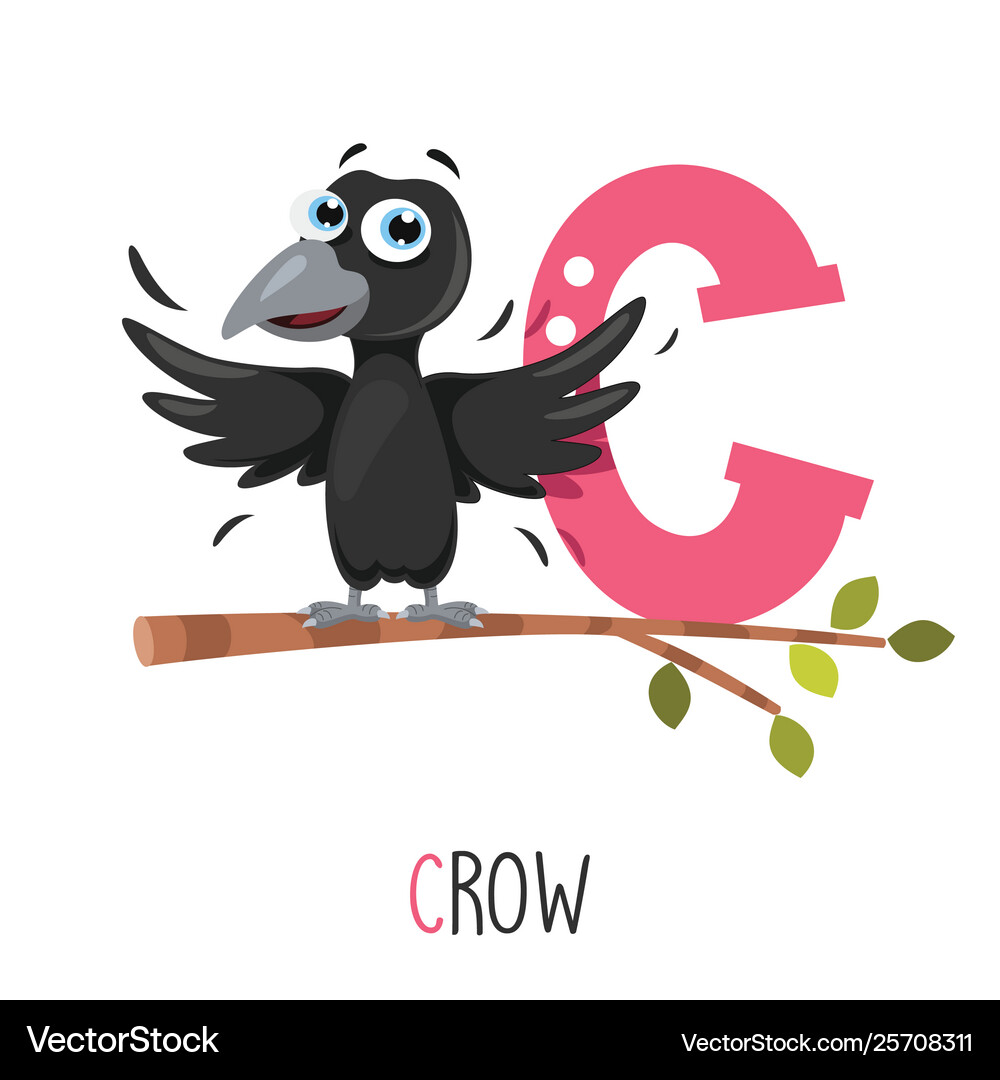 Alphabet letter c and crow Royalty Free Vector Image