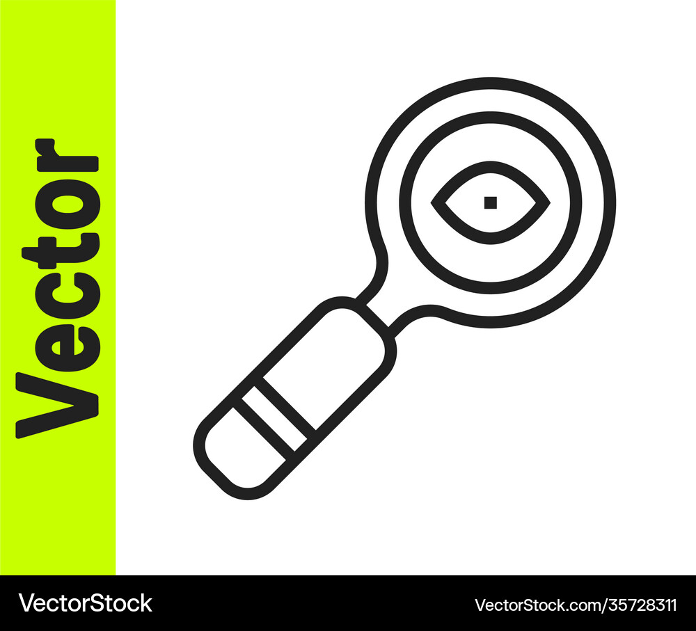 Black line magnifying glass icon isolated on white