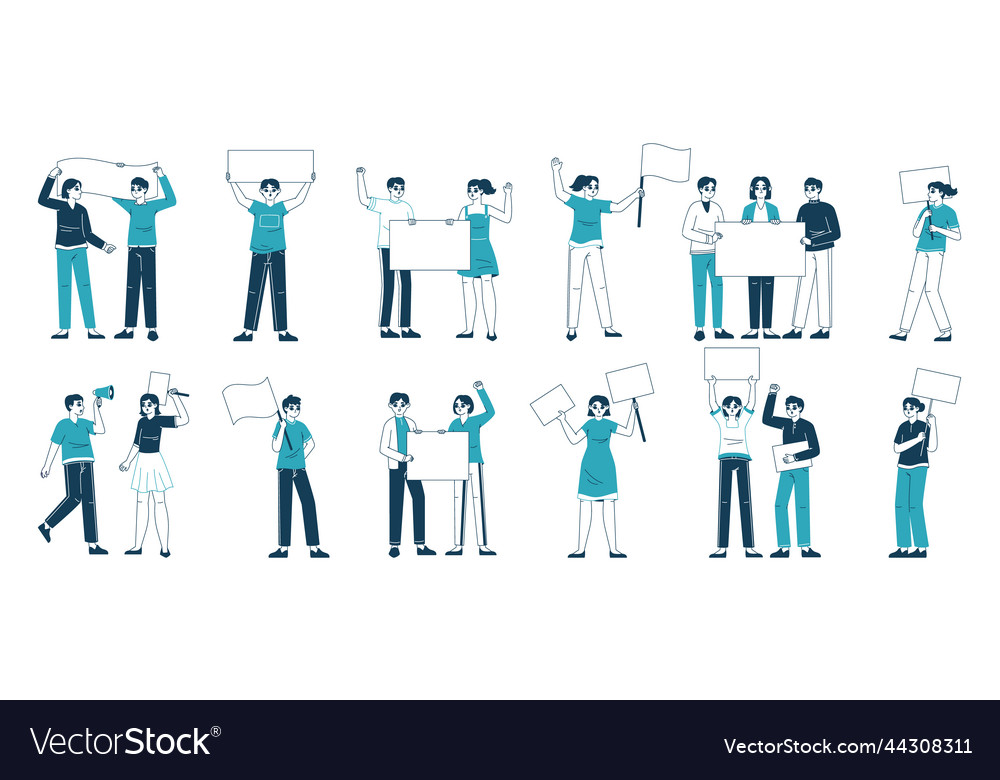 Demonstration protesters characters protesting Vector Image