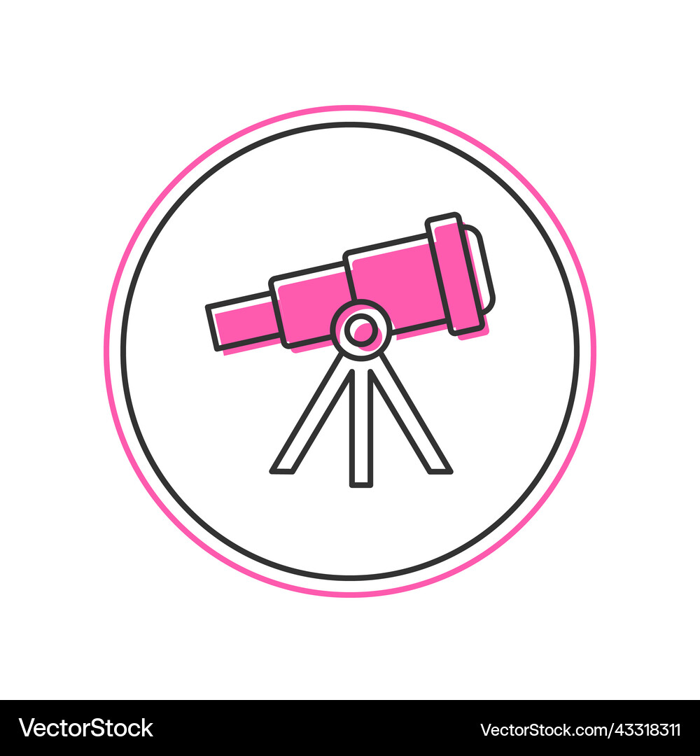 Filled outline telescope icon isolated on white Vector Image