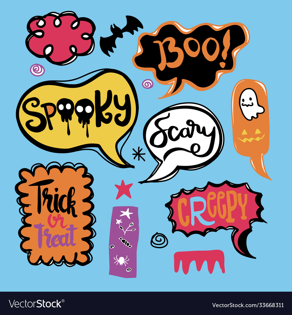 Halloween speech bubbles set with text spooky Vector Image