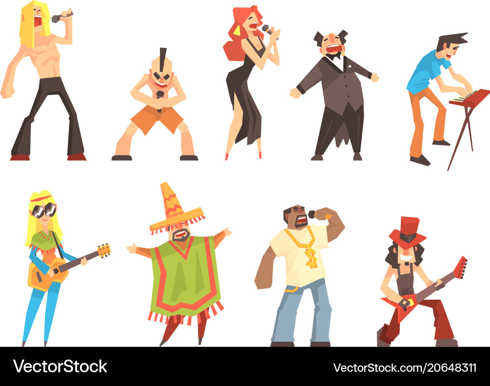 Musicians and singers different music styles Vector Image