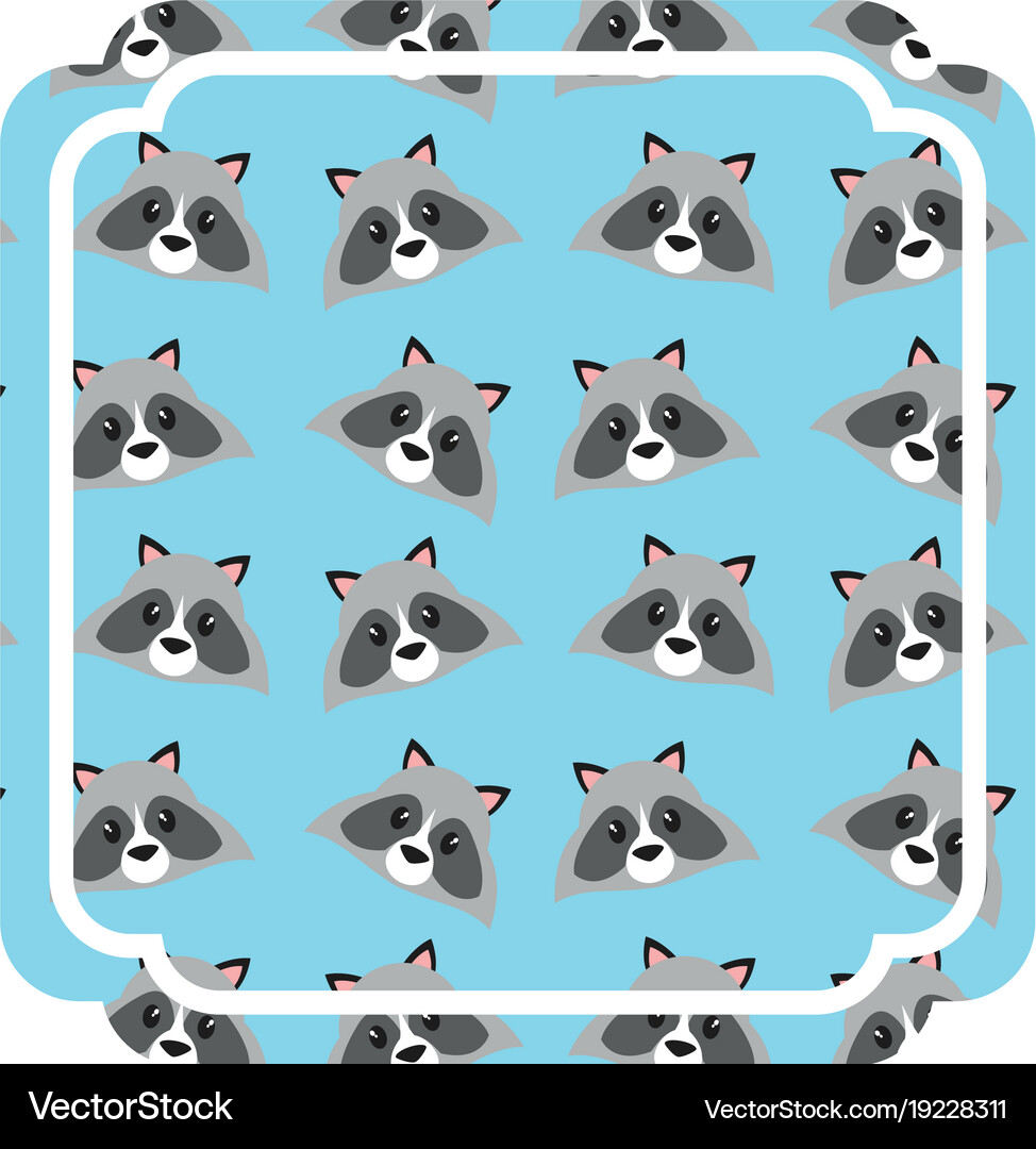 Raccoon cartoon frame Royalty Free Vector Image