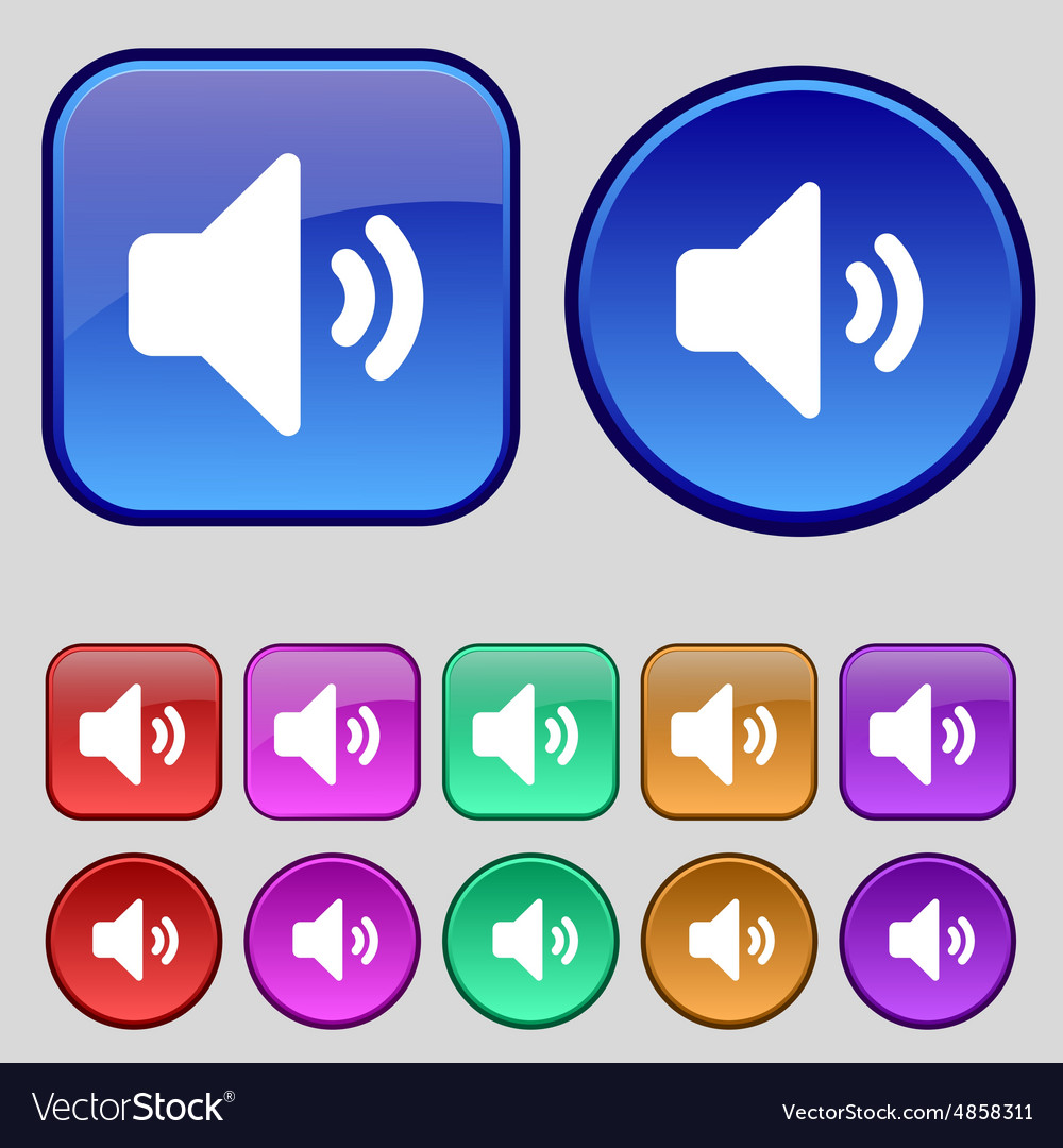 Speaker volume sound icon sign a set of twelve Vector Image