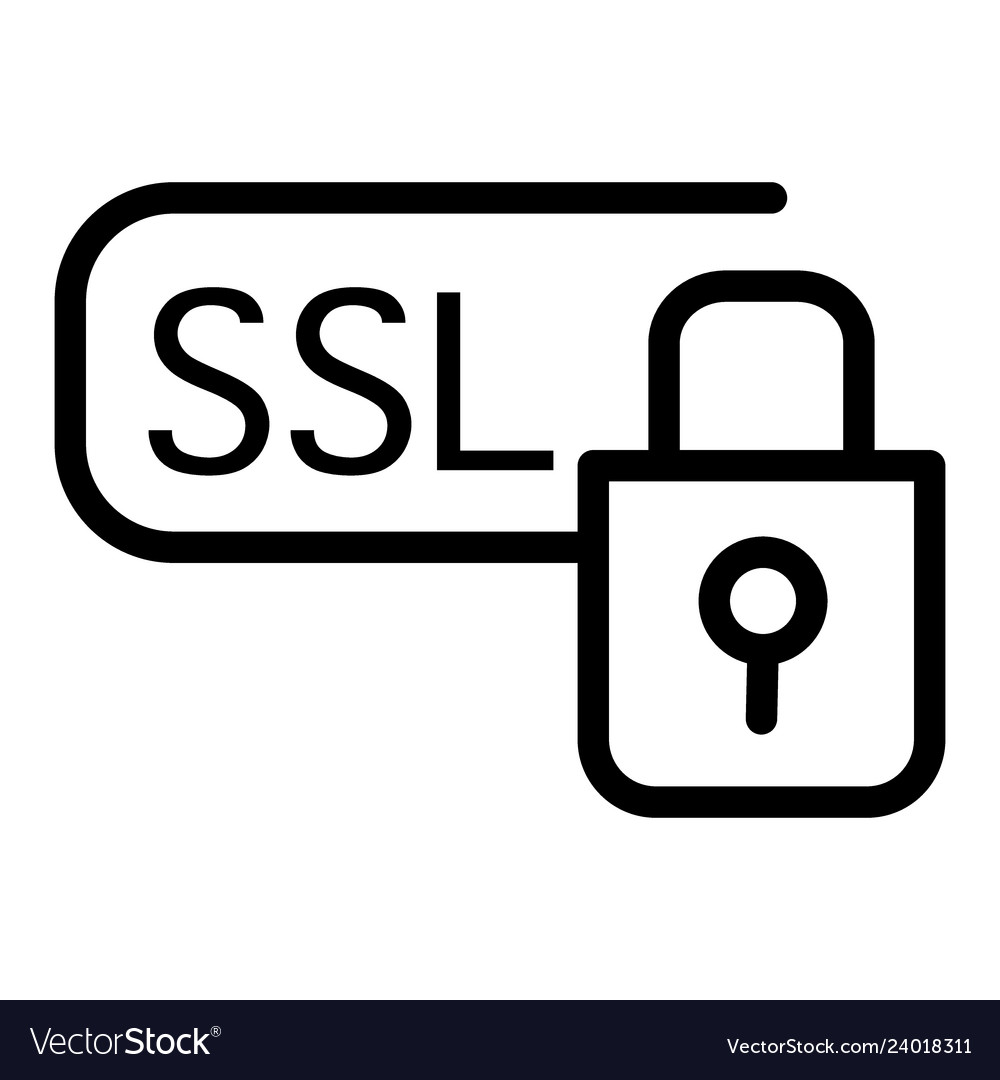 Ssl Security Line Icon Certificate Protected Vector Image
