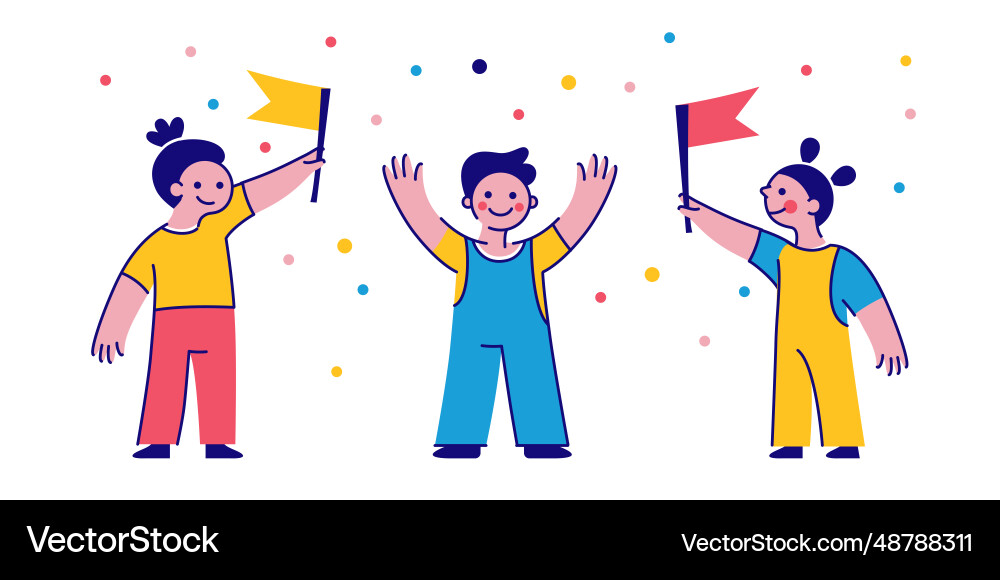 With simple flat characters - happy smiling kids Vector Image