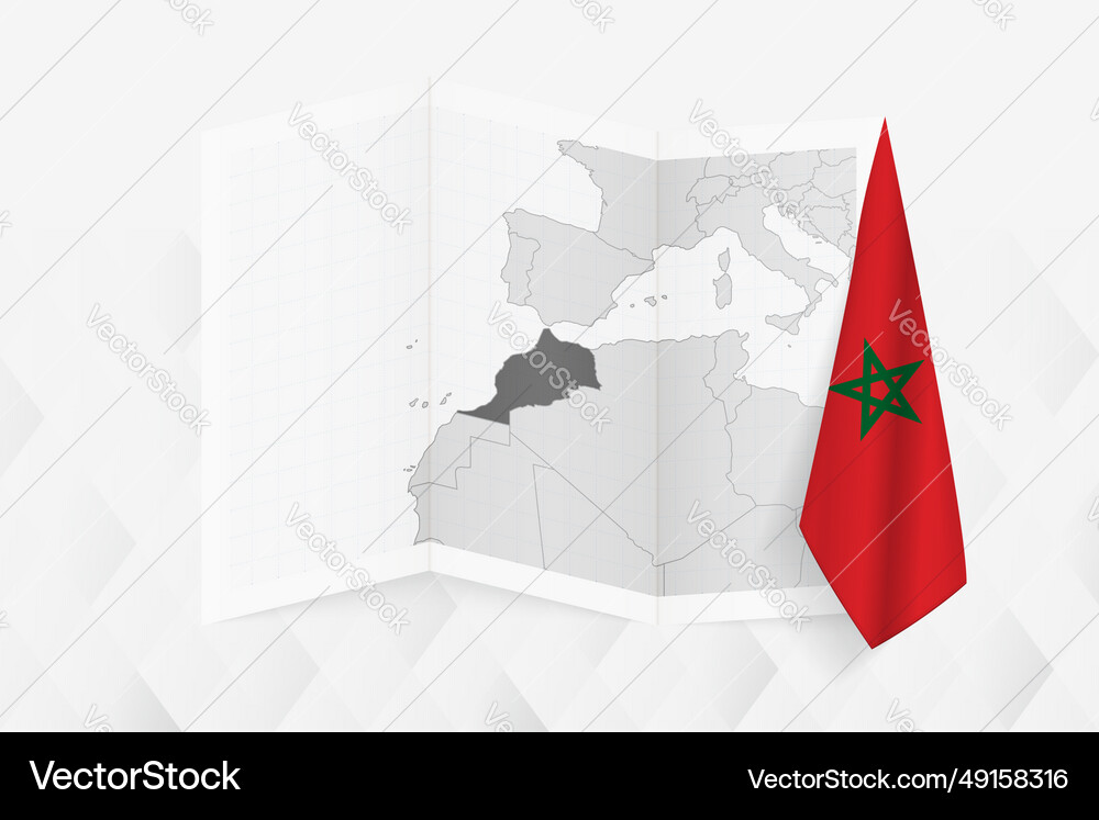 A grayscale map of morocco with hanging Royalty Free Vector