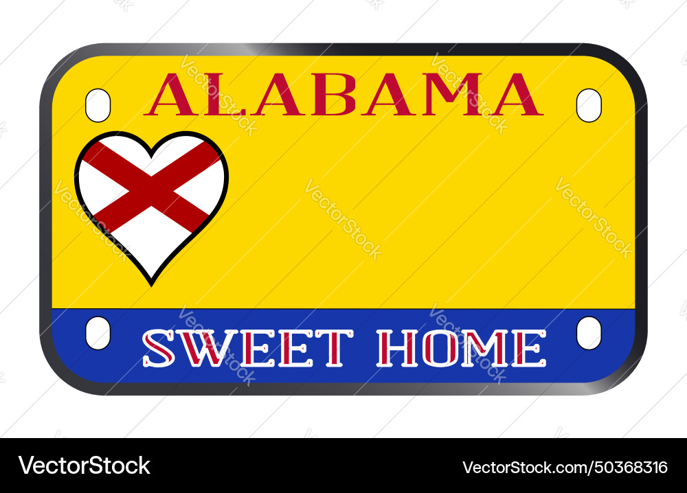 Alabama motorcycle license plate Royalty Free Vector Image