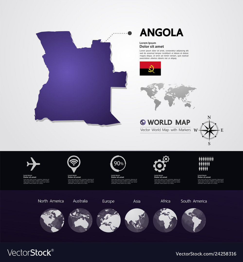 Angola map Royalty Free Vector Image - VectorStock