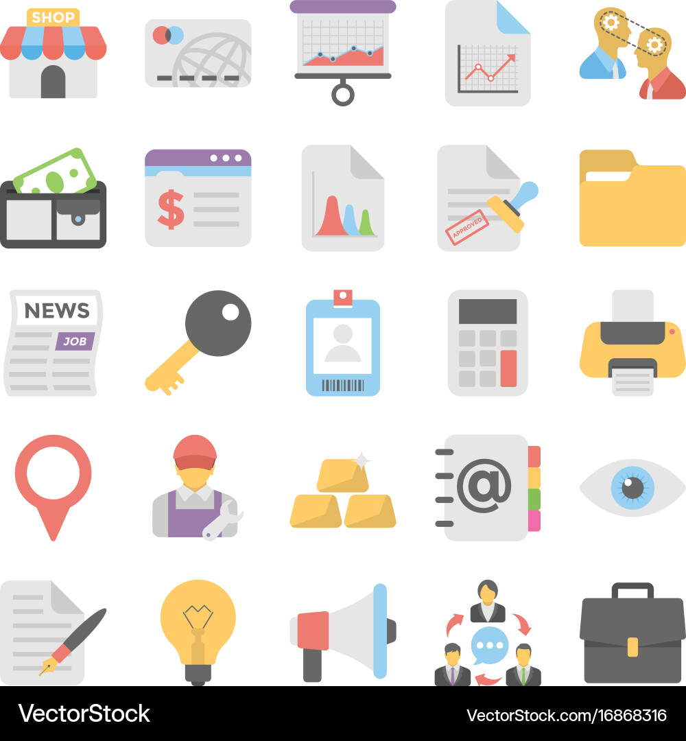 Business flat colored icons 1 Royalty Free Vector Image