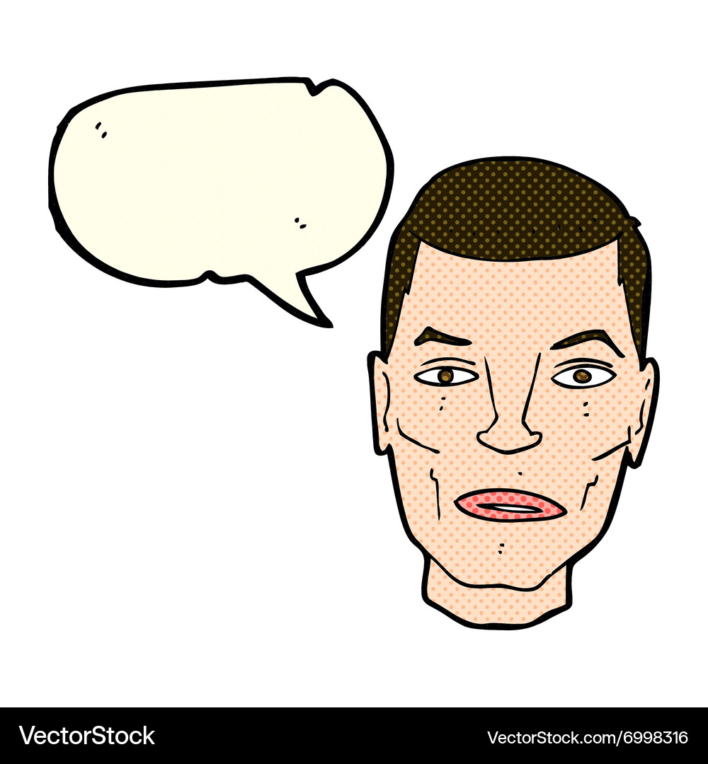 Cartoon serious male face with speech bubble Vector Image
