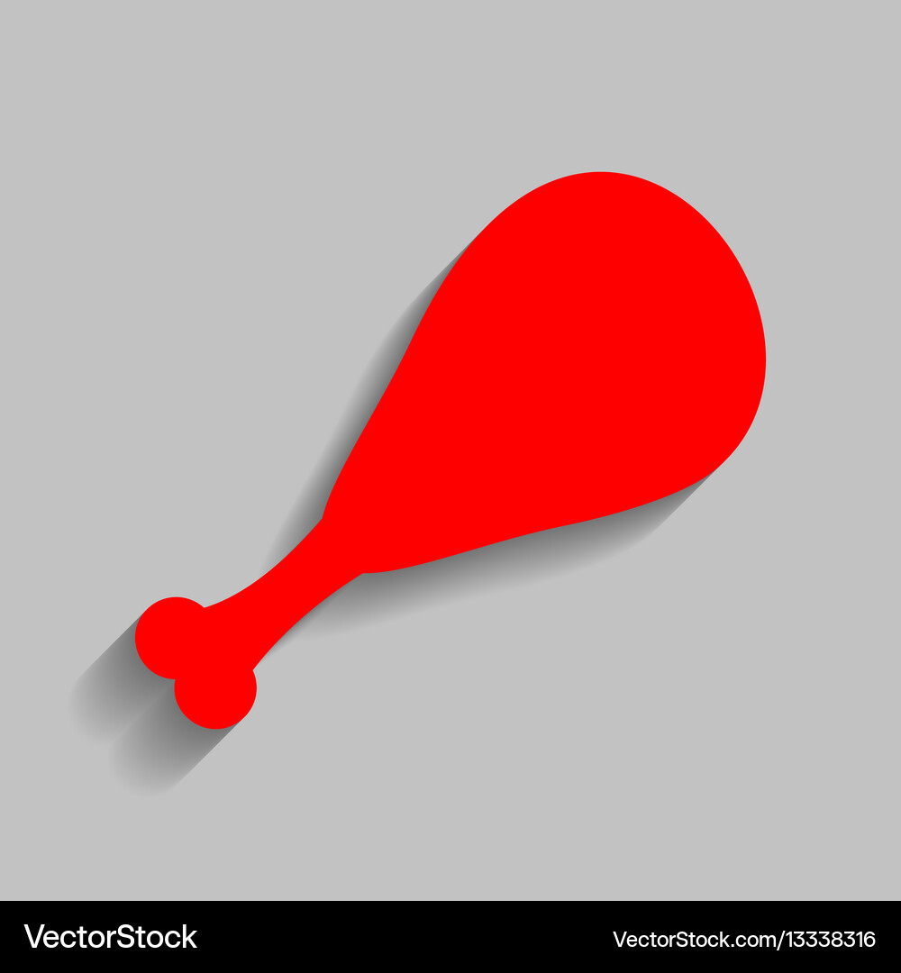 Chicken leg sign red icon with soft Royalty Free Vector
