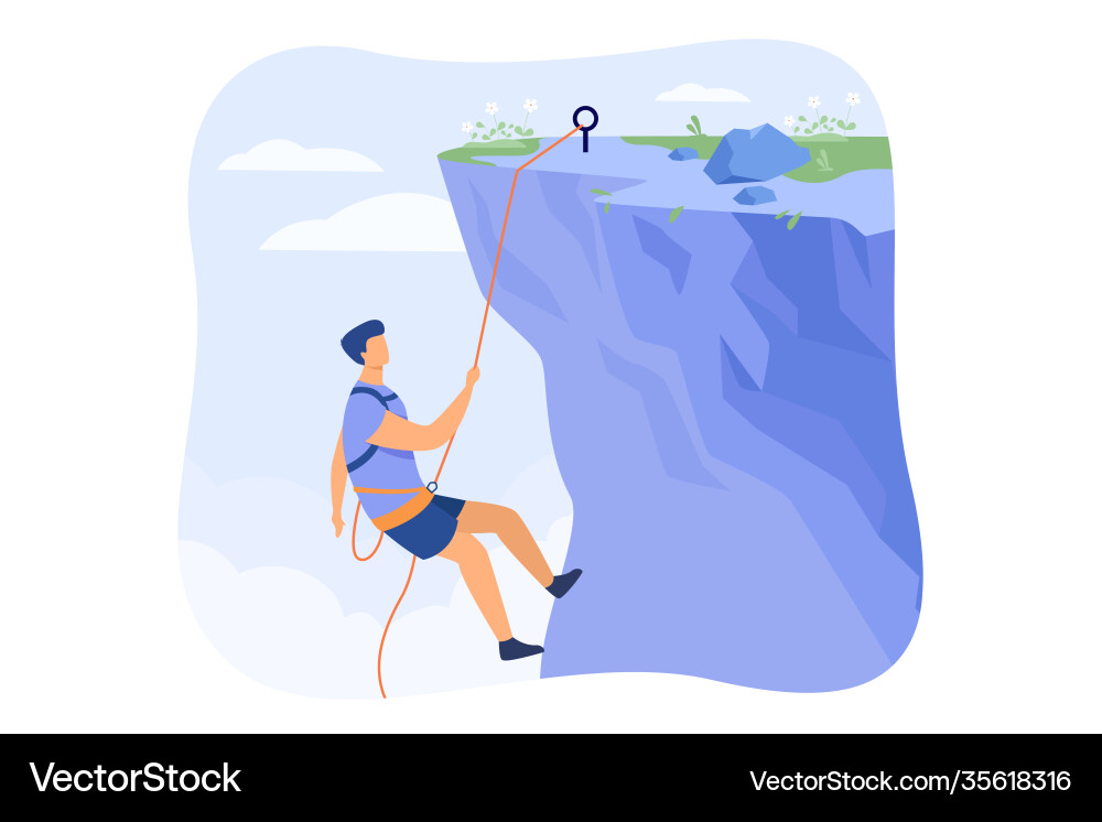 Climber hanging on rope Royalty Free Vector Image