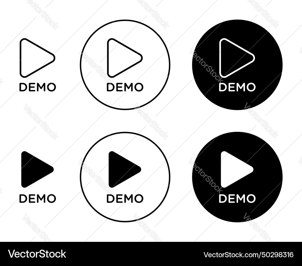 Demo video icon set room conference Royalty Free Vector