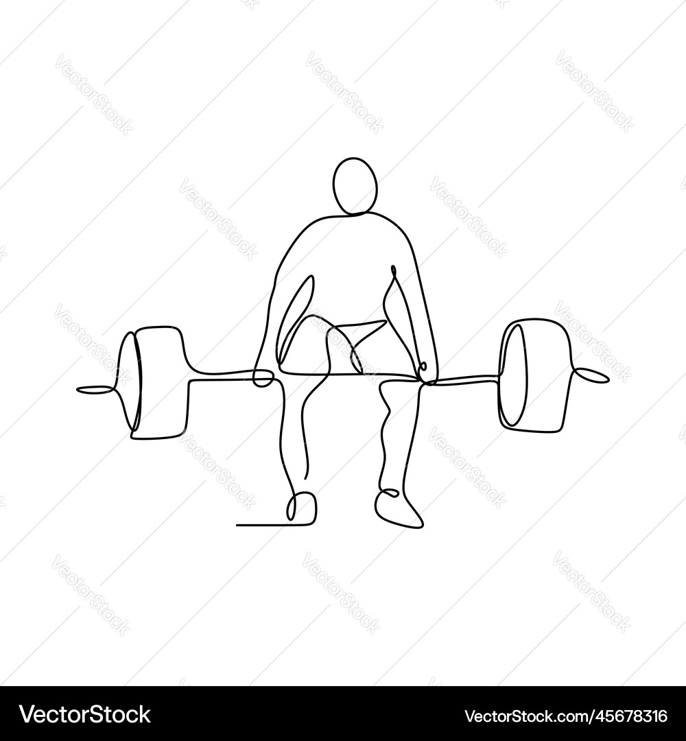 Drawing a continuous line of weightlifting Vector Image