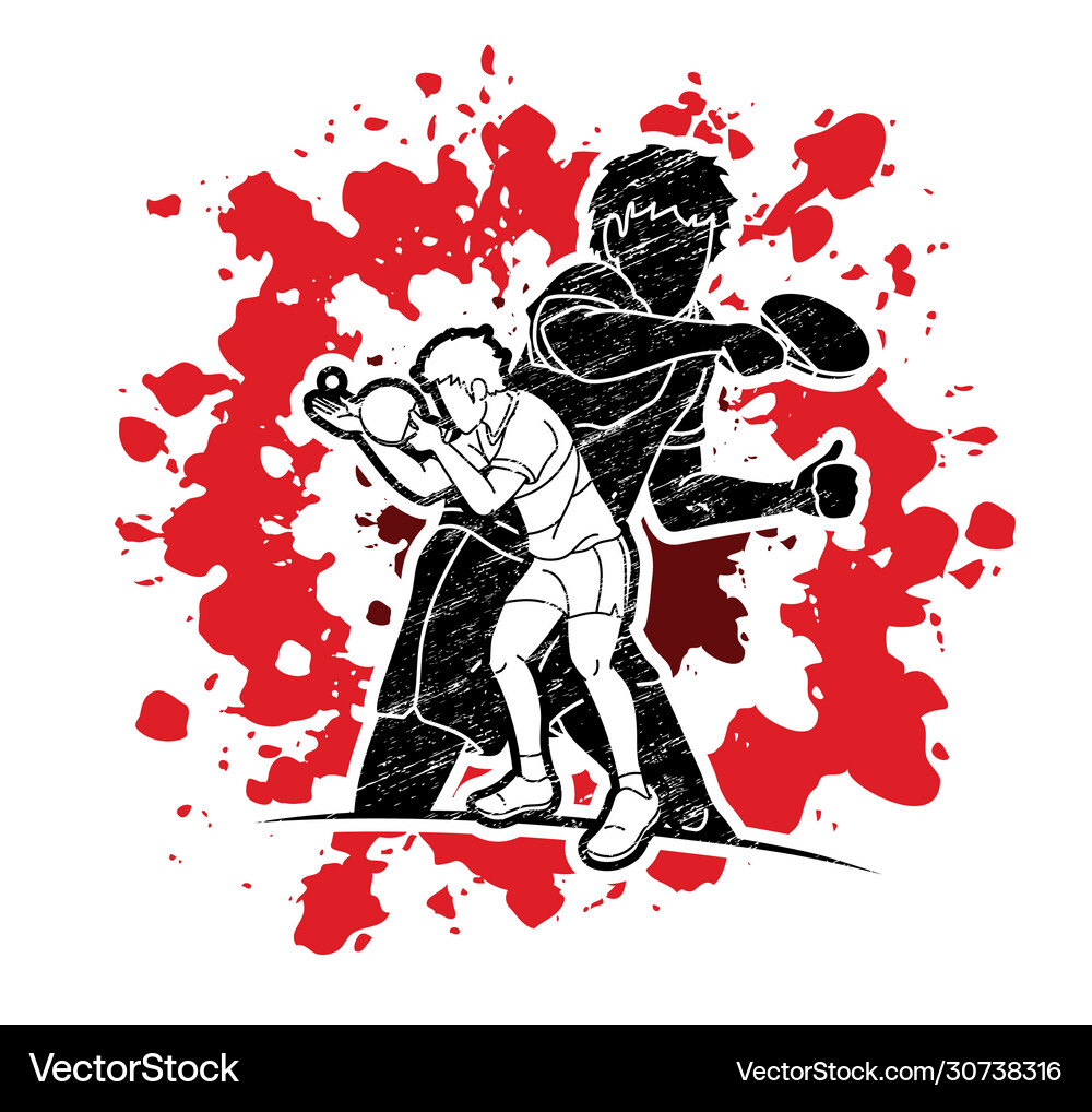 Group ping pong players table tennis Royalty Free Vector