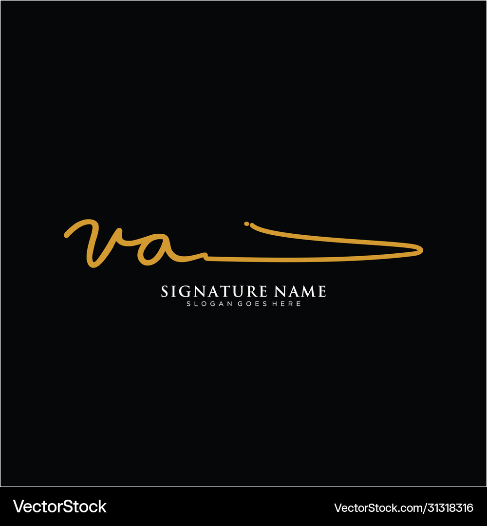 Letter va signature logo template Royalty Free Vector Image