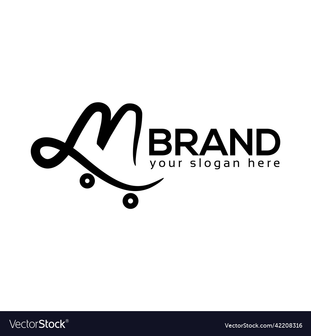 M shopping cart letter logo flat design Royalty Free Vector