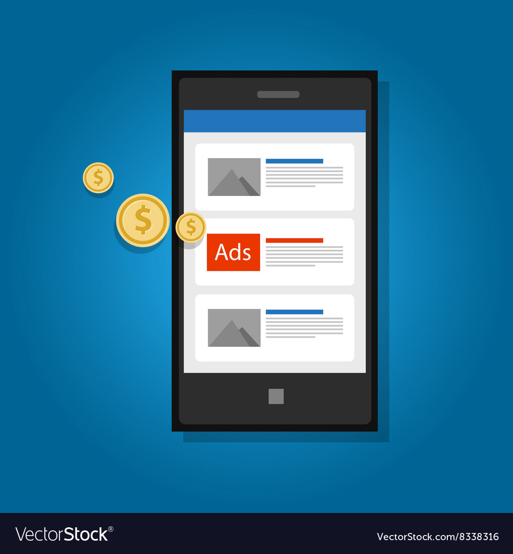 Mobile ads advertising phone click digital Vector Image