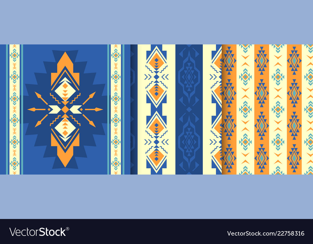 Set ethnic seamless patterns aztec native Vector Image