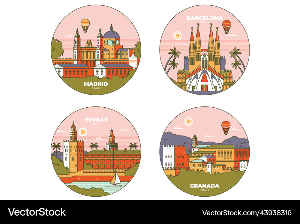 Spain architecture and spanish famous landmark Vector Image