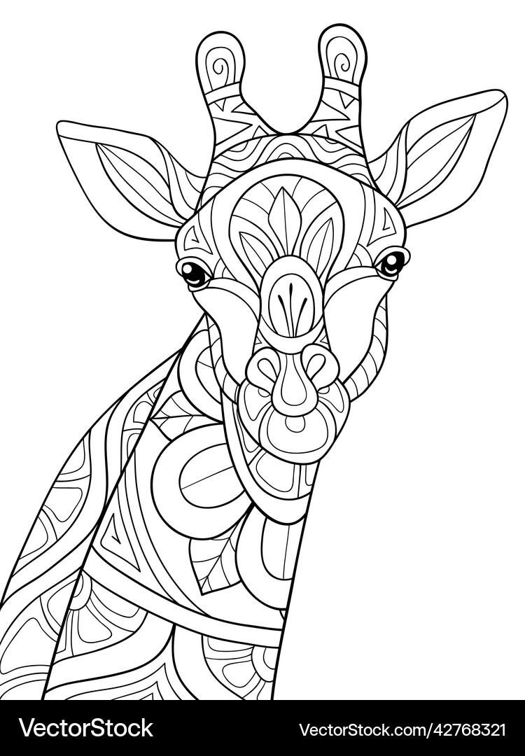 Adult coloring bookpage a cute giraffe image Vector Image