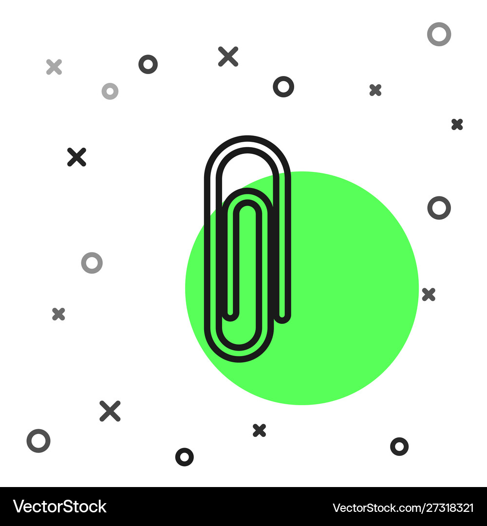 Black line paper clip icon isolated on white Vector Image