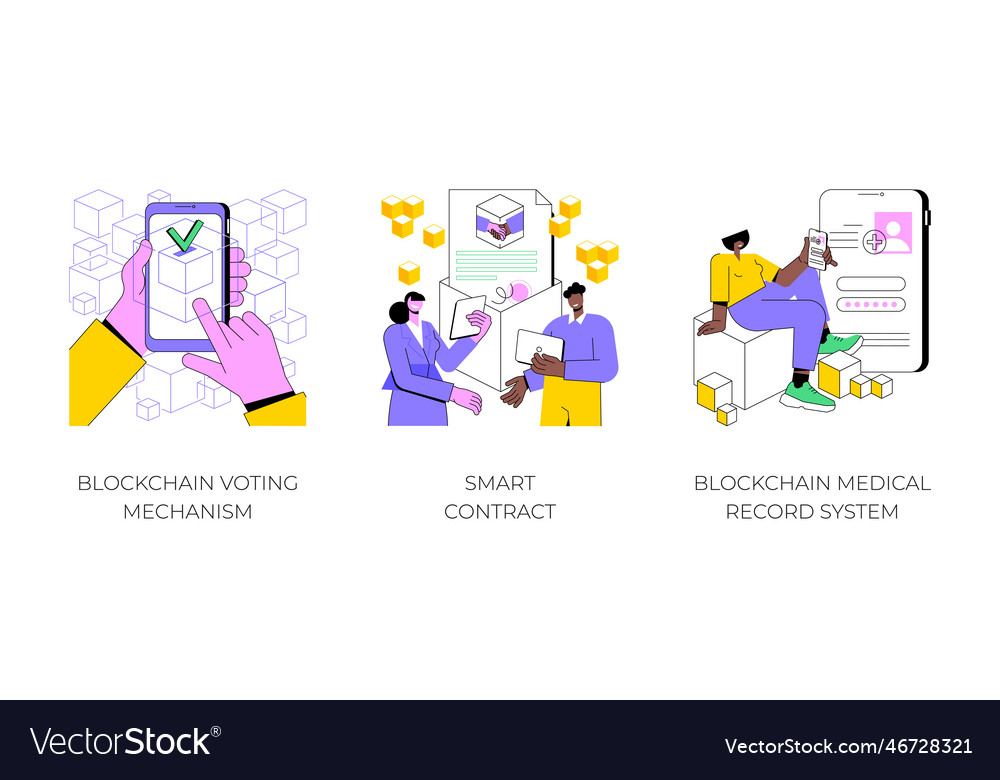 Blockchain technology applications isolated Vector Image