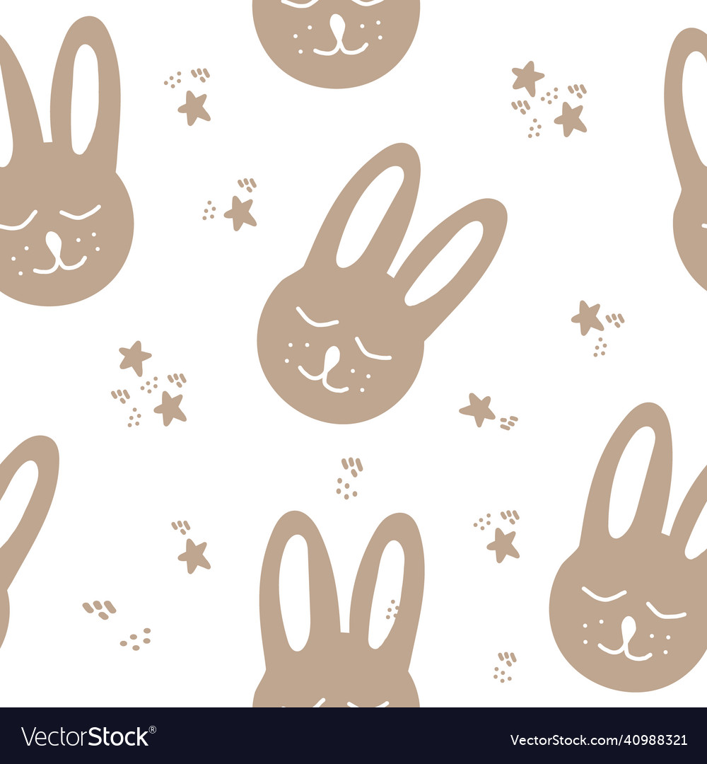 Bunny seamless pattern hand drawn Royalty Free Vector Image