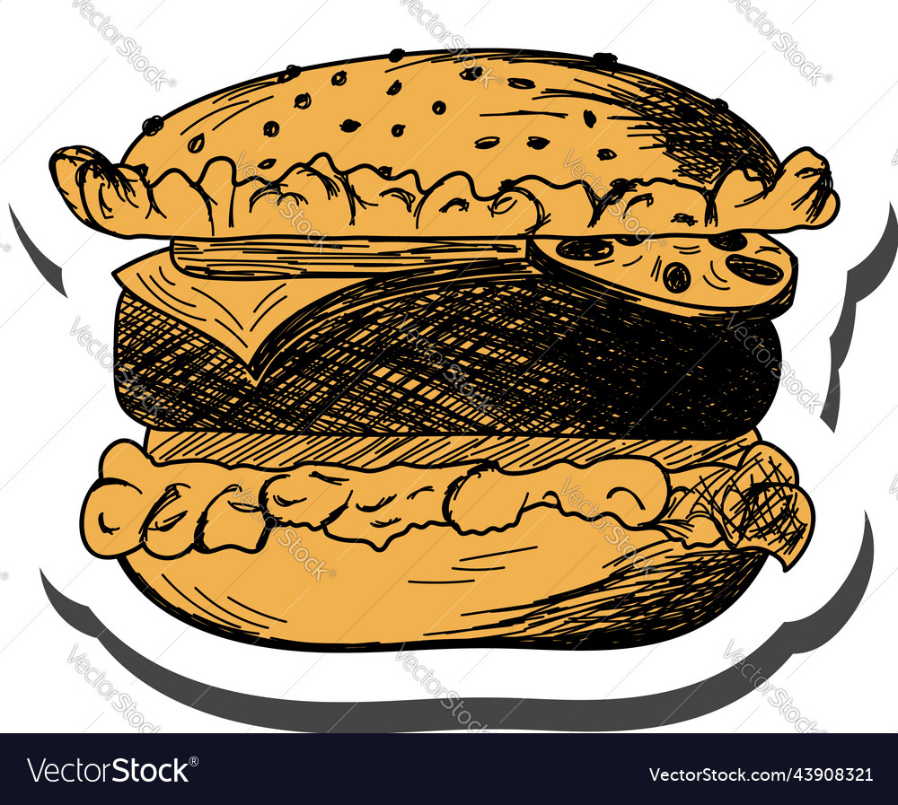 Burger sticker Royalty Free Vector Image - VectorStock