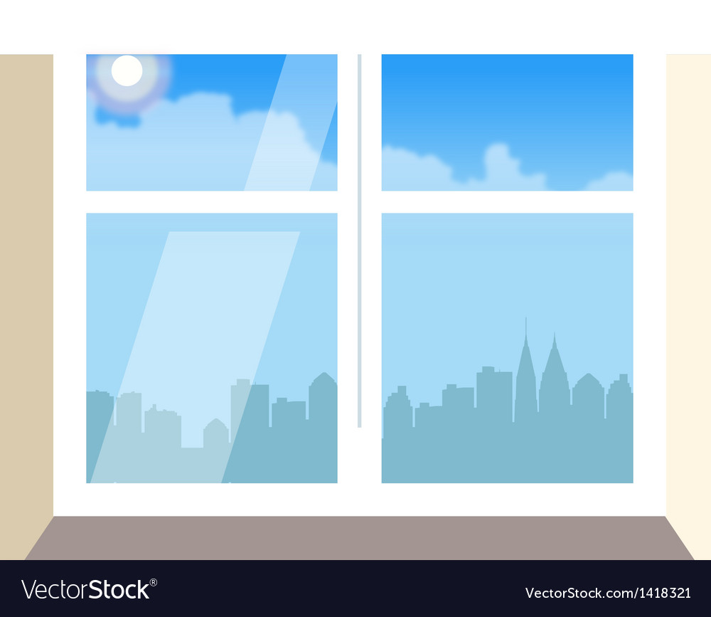 Cityscape window view Royalty Free Vector Image