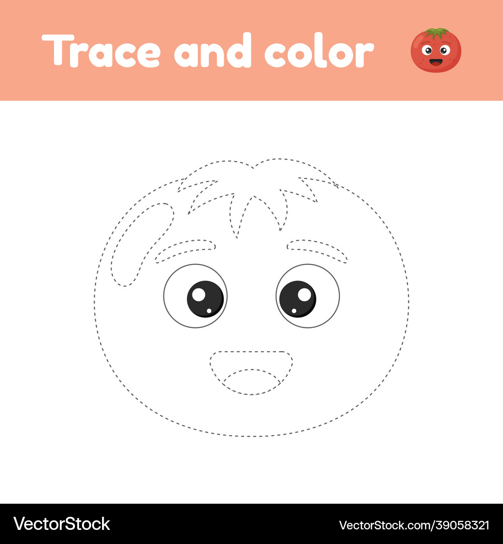 Coloring book with cute vegetable tomato for kids Vector Image