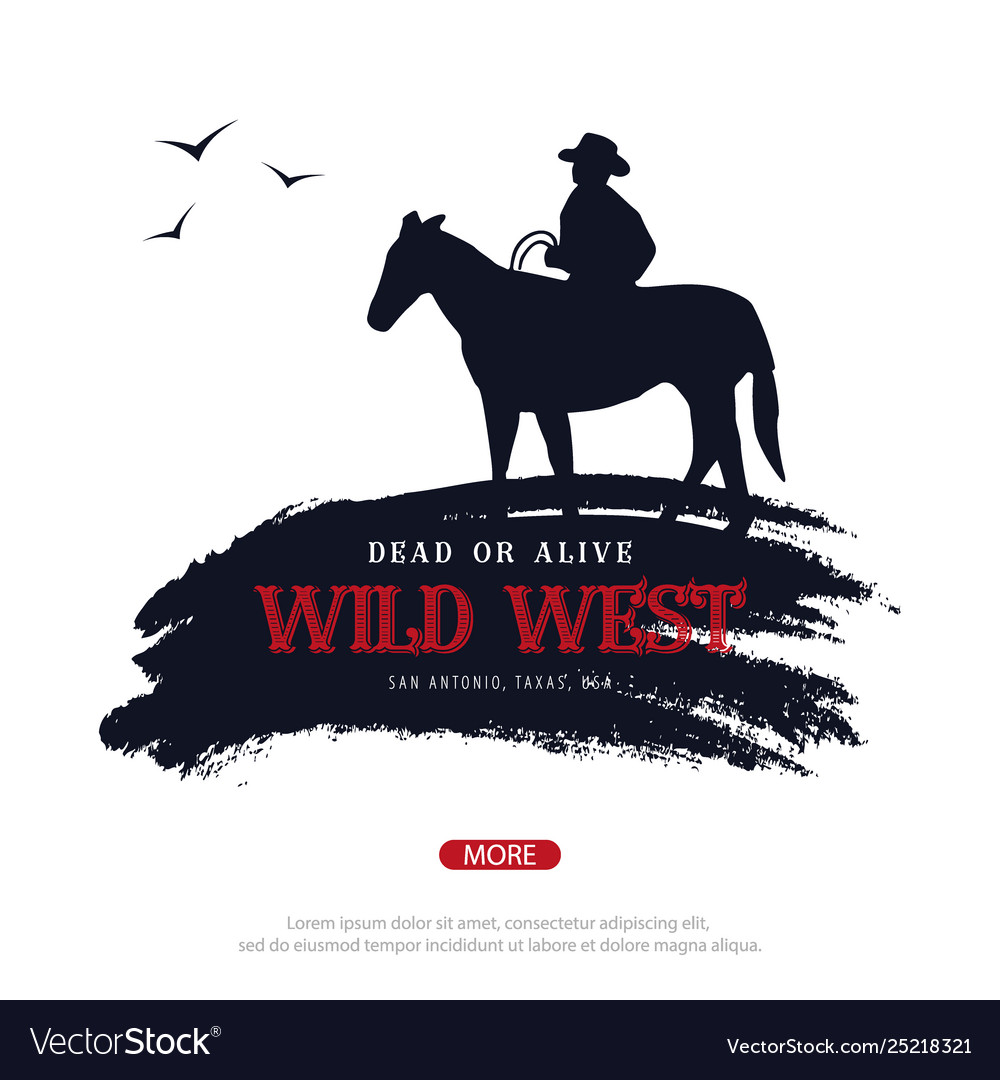 Cowboy banner wild west and rodeo with horse Vector Image