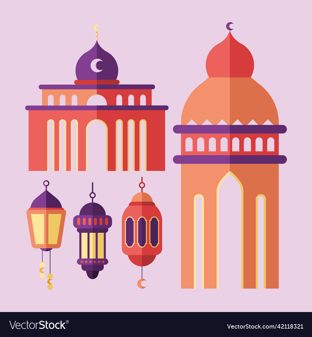 Five eid mubarak icons Royalty Free Vector Image