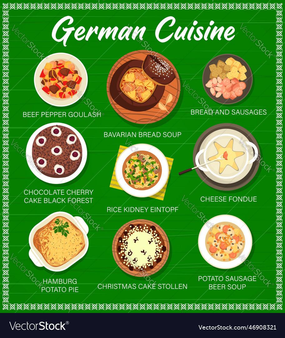 German cuisine restaurant menu template Royalty Free Vector