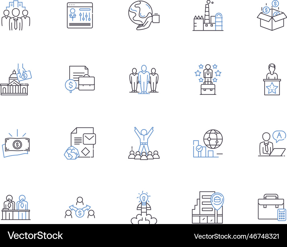 Global business outline icons collection Vector Image