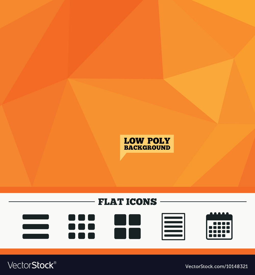 List menu icons content view options Royalty Free Vector