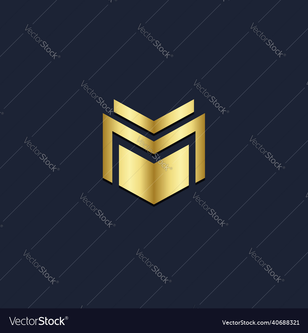 M initial gold logo Royalty Free Vector Image - VectorStock