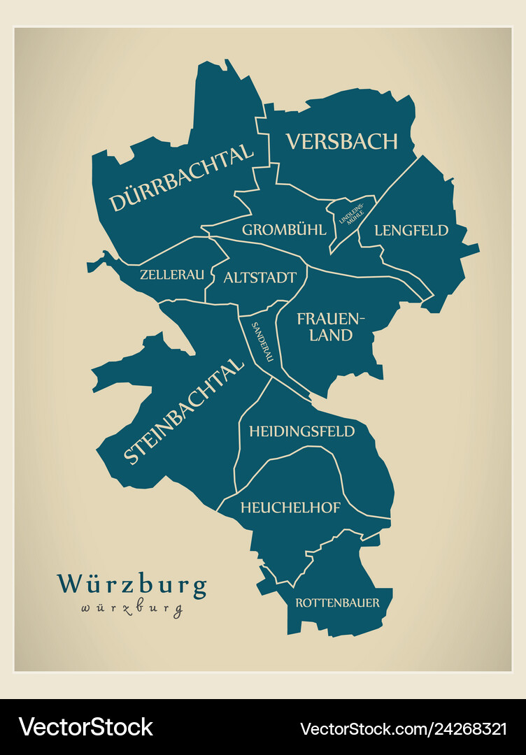 Modern city map - wurzburg germany Royalty Free Vector Image