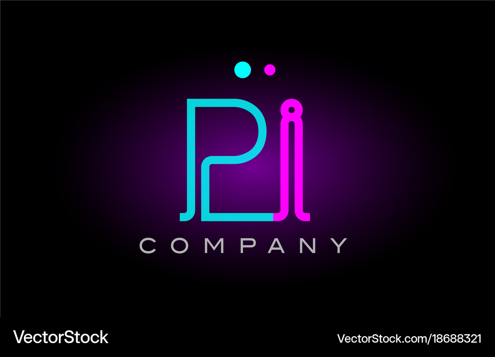 Neon lights alphabet pi p i letter logo icon Vector Image