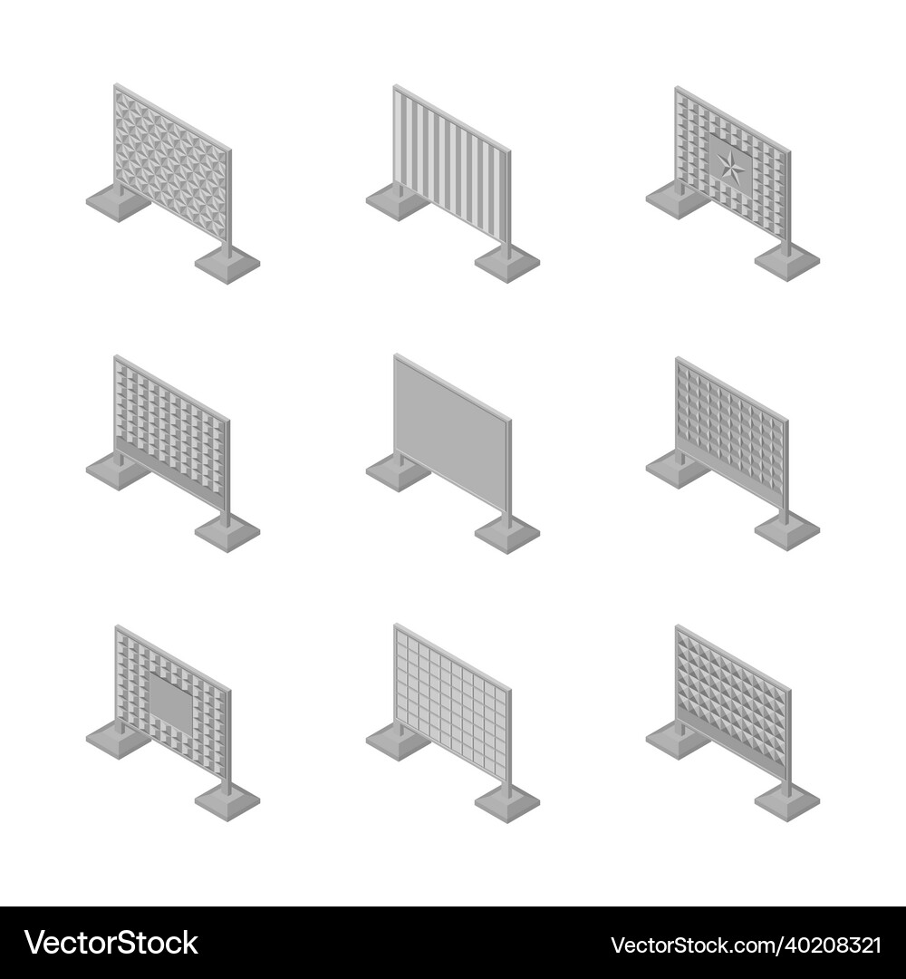 Set of isometric spans fences Royalty Free Vector Image
