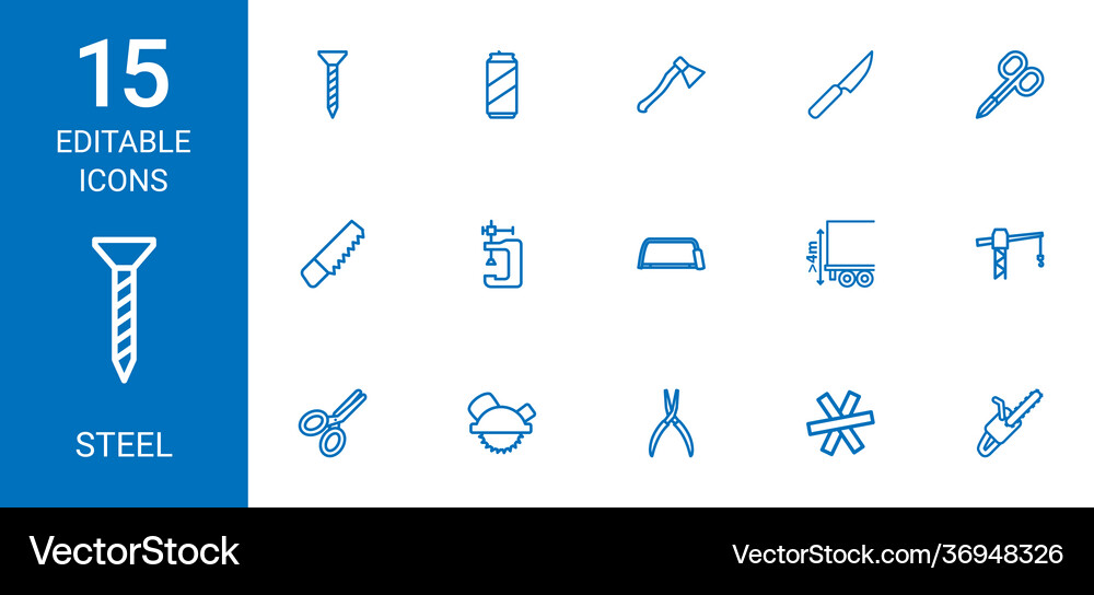 15 steel icons Royalty Free Vector Image - VectorStock