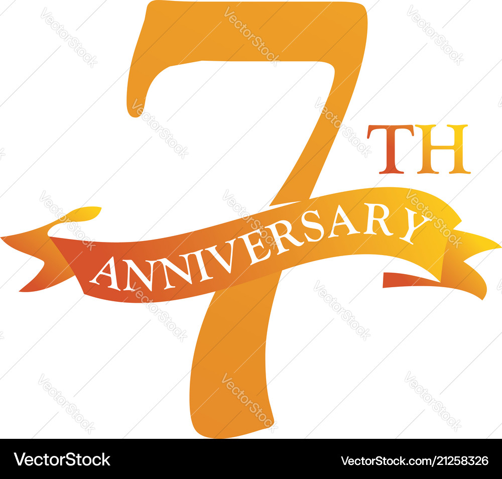 7 ribbon anniversary logo design template Vector Image