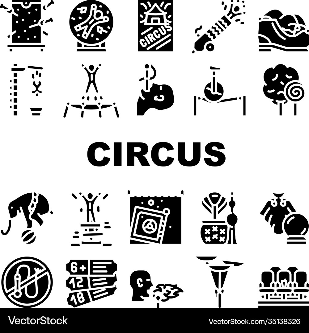 Circus entertainment collection icons set Vector Image