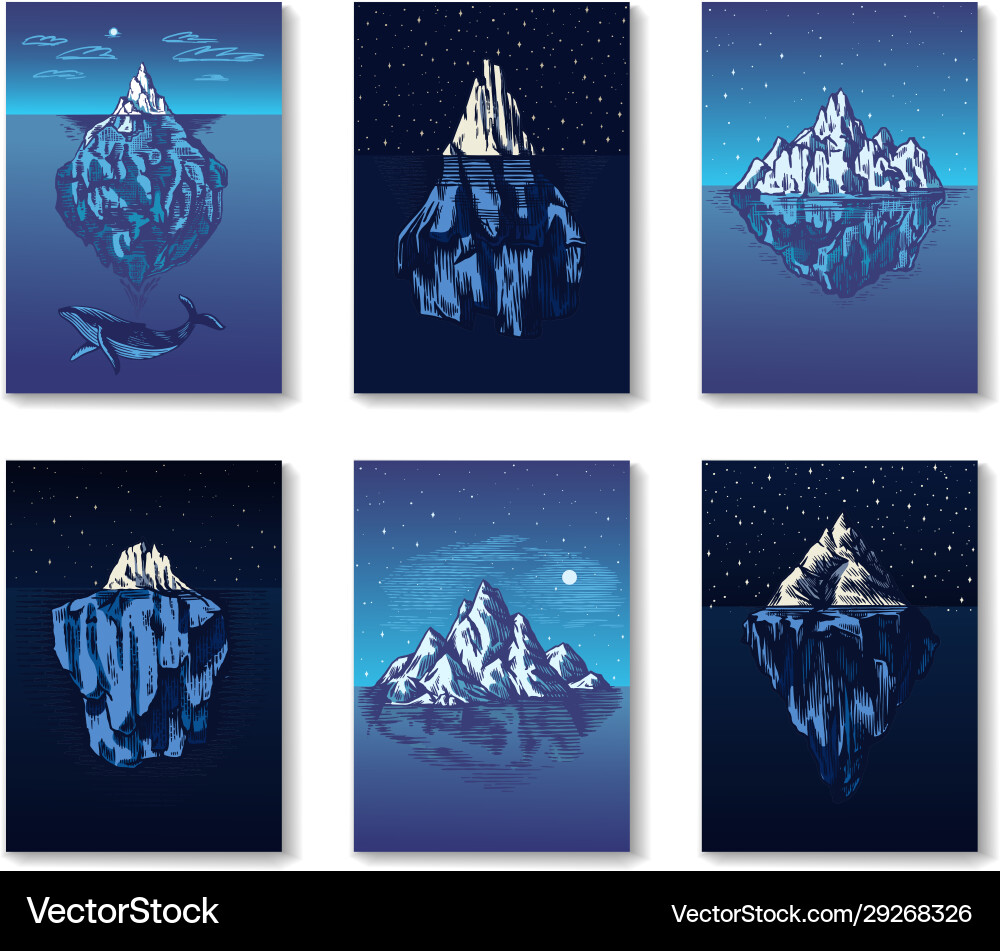 Iceberg in ocean banners a large piece Royalty Free Vector