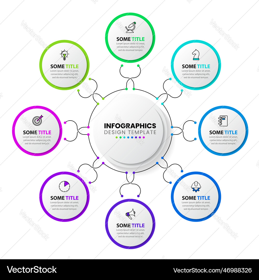 Infographic template 8 colored circles connected Vector Image